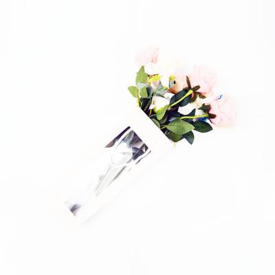Cina Logo personalizzato Bouquet di fiori di rosa a mano Scatola regalo con cono singolo a fusto lungo Scatola di imballaggio di fiori di rose in vendita