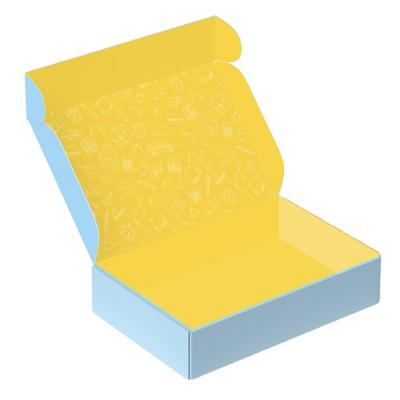 China Customizable Recycled Yellow Blue Corrugated Airplane Mailer Shipping Box For Clothing for sale