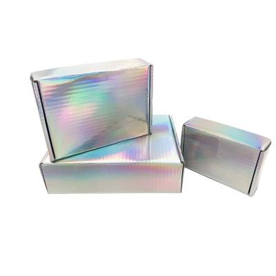 China Luxury Full Color Printed Boxes Silver Laser Corrugated Cardboard Shipping Mailer Box for sale