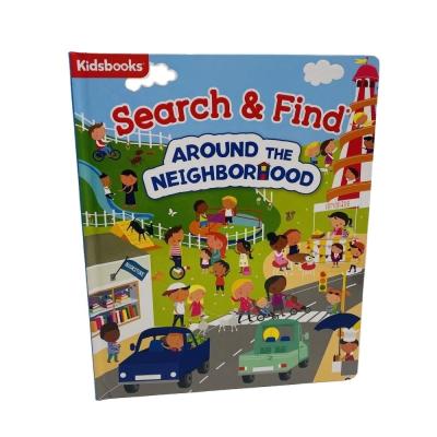 China Custom factory printed hardcover search find game educational toy thick board book for kids learning for sale