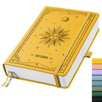 China Custom Embossed Celestial A5 Notebook | 320 Blank Pages PULeather, 14.5x21cm Art Sketchbook Yellow for sale