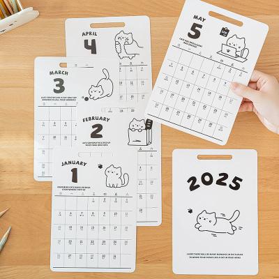 China OEM/ODM Multi-color Cat-themed Printing Calendar 300G White Thick Recordable Cardboard Cute Desk Calendar for sale