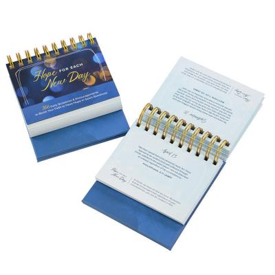 China Custom Printed Table Calendar Standing Flip Design Day Spiral Coil Binding Desk Calendar 2026 for sale