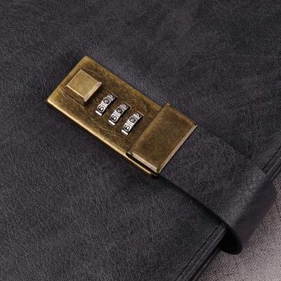 China Custom Logo A5 Luxury PU Leather Hardcover Journal Notebook Lockable and Password Protected for sale
