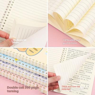 중국 고가 A5 & A3 귀여운 창의적인 링 제본 스프링 노트 PP 커버 학생 가로선 일기장 학교용 판매용