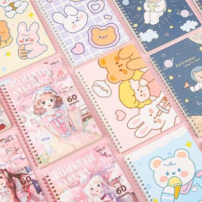 중국 고가 A5 & A3 귀여운 창의적인 링 제본 스프링 노트 PP 커버 학생 가로선 일기장 학교용 판매용