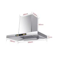 Quality Integrated Cooker Curved Glass Cooker Hood 90cm Copper Motor for sale