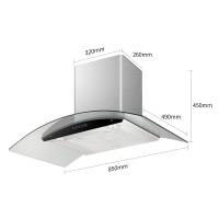 Quality Commercial Cooker 60cm Rangehood Stainless Steel Glass Panel for sale