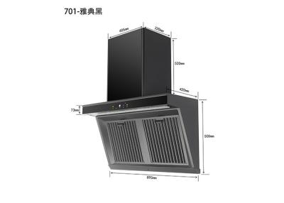 China Stainless Steel Touch Panel LED Lighting High-end Range Hood With Baffle Filter Copper Wire Motor And 3 Speeds VX8 for sale