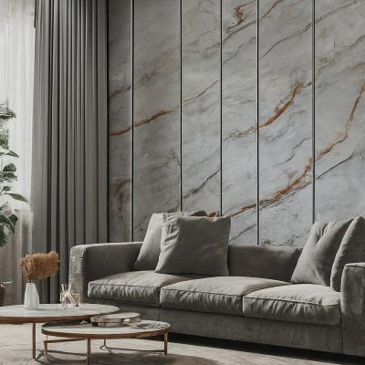 Cina Grey Living Room Marble Effect 10mm Pvc Wall Panels in vendita
