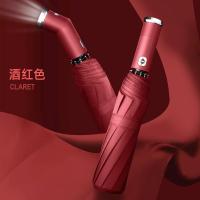 China 23 inch Pongee Panel LED Fold Umbrella with 10 Bones and Double Bone Automatic Flashlight for sale