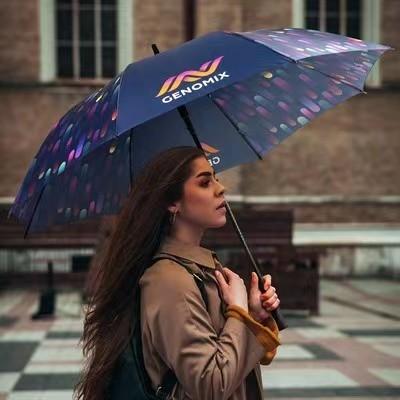 China Popular logotipo personalizado e padrão Sublimação guarda-chuva com cabo de revestimento de borracha à venda