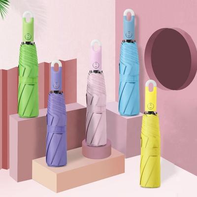 中国 ロックヘッド ハンドル 純色 カスタム 折りたたむ傘 ロゴプリント フルオートマティック 販売のため