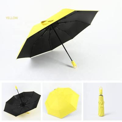 中国 ロックヘッド ハンドル 純色 カスタム 折りたたむ傘 ロゴプリント フルオートマティック 販売のため