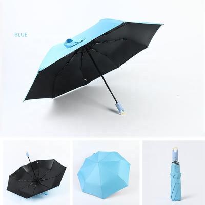 中国 ロックヘッド ハンドル 純色 カスタム 折りたたむ傘 ロゴプリント フルオートマティック 販売のため