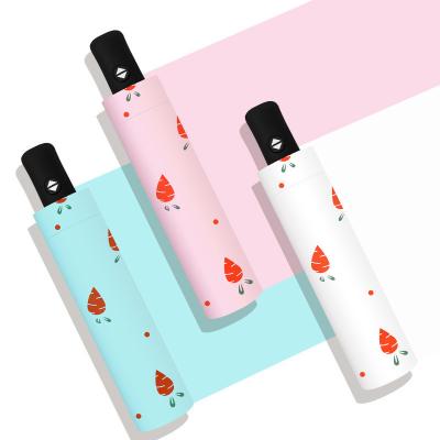 China Ladies Three Fold Blue Umbrella with Strawberry Dot Pattern All-Season Manual Open for sale