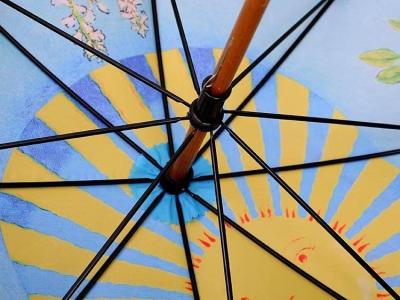 Cina Disegno minimalista con ombrello a doppio taglio stampato con braccio e manico in legno in vendita