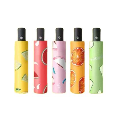 China Impressão de logotipo personalizado Super impermeável Portátil Solid Color 3 Plegavel Auto Open Umbrel à venda