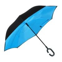 China Minimalist Design Customized Logo Innovative Inverted Double Layer Umbrella Windproof for sale