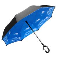 China Minimalist Design Customized Logo Innovative Inverted Double Layer Umbrella Windproof for sale