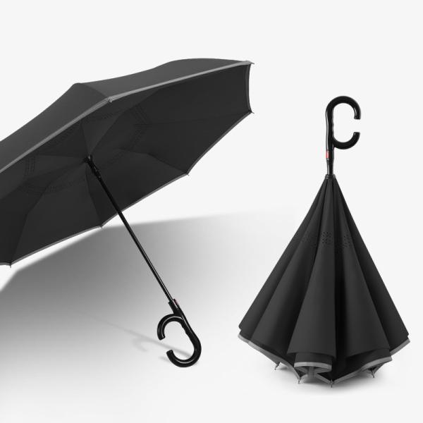 Quality Simple and Creative Advertising Gift Umbrella with Reinforced Fiber Reverse for sale
