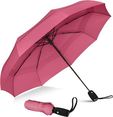 China Um guarda-chuva de viagem de 23 polegadas * 10k Rosa em pó de cor falsa Duplo dossel para fácil manuseio à venda