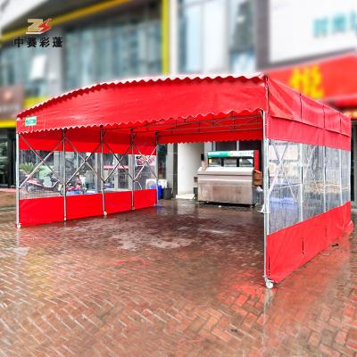 China Outdoor Activities Electric Push-Pull Shed with Telescopic Design and Folding Awning for sale