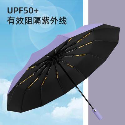 China Automatische drievoudige zakelijke paraplu met dubbele keel en zonnebrandcrème Te koop