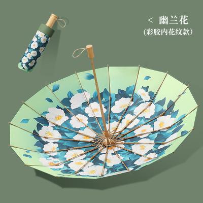 China Custom Logo 3 Fold Umbrella UV Sunshade Print Text Pattern Advertising Business Gifts for sale