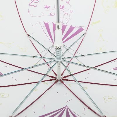 Cina Parasole trasparente a otto ossa fredda a manico lungo, design automatico per bambini in vendita