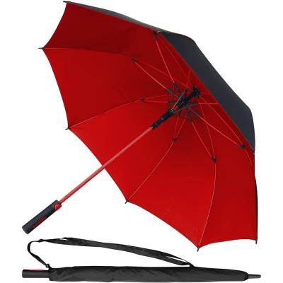 China Quadro de fibra de vidro de 60 polegadas todo de fibra à prova de vento guarda-chuva de golfe de camada dupla para adultos à venda