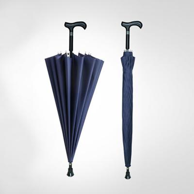 China Logotipo personalizado preto guarda-chuva de muleta automática guarda-chuva reta com costelas de fibra de vidro à venda