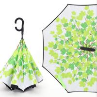 China Unbreakable Windproof Double Layer Umbrella Customized Logo Printing with Rubber C Handle for sale