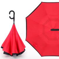 China Unbreakable Windproof Double Layer Umbrella Customized Logo Printing with Rubber C Handle for sale