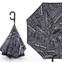 China Unbreakable Windproof Double Layer Umbrella Customized Logo Printing with Rubber C Handle for sale