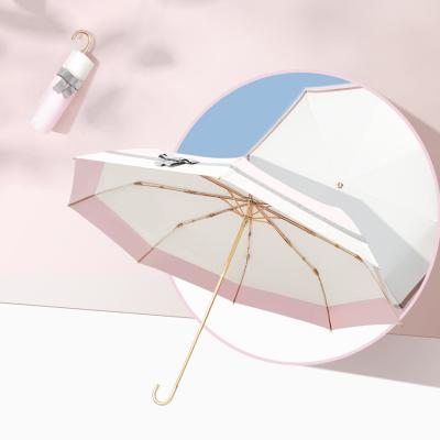 China Op maat gemaakte gebogen handgreep zonnestroon paraplu UV-bescherming Compact en draagbaar voor vrouwen Te koop