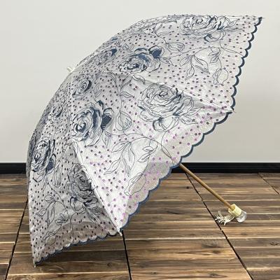 China Sequin Embroidered Rose Adult Umbrella with Windproof Function and Lightweight Design for sale