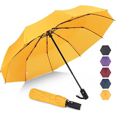 China Logotipo personalizado Três secções de guarda-chuva dobrável chuva e sol Design de eixo de aço duplo à venda