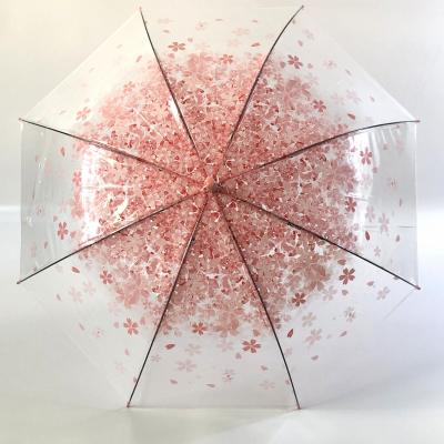 Cina Manico in plastica personalizzato Professionale POE Chiaro Compatto Sakura Ombrello per viaggi in vendita