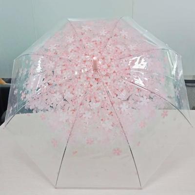 Cina Manico in plastica personalizzato Professionale POE Chiaro Compatto Sakura Ombrello per viaggi in vendita