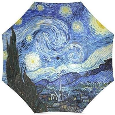 China Manual de 3 Dobras Aberto Painel Pongee guarda-chuva pintura a óleo Museu Regalo guarda-chuva Manual fechar à venda