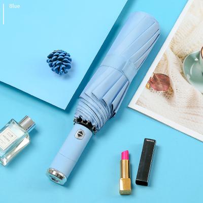 China Desenhos personalizados aceitos guarda-chuva automática de três dobras à prova de vento com lanterna LED à venda