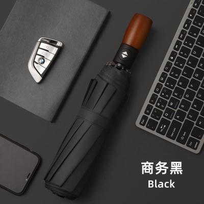 Cina 3 Ombrello aziendale automatico pieghevole con logo personalizzato stampato e maniglia in legno in vendita