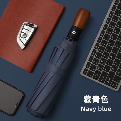 Cina 3 Ombrello aziendale automatico pieghevole con logo personalizzato stampato e maniglia in legno in vendita