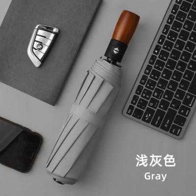 Cina 3 Ombrello aziendale automatico pieghevole con logo personalizzato stampato e maniglia in legno in vendita