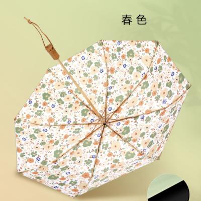 Cina Unico ombrello di protezione contro il sole e la pioggia a tre pieghe con disegno in gomma di titanio argento in vendita