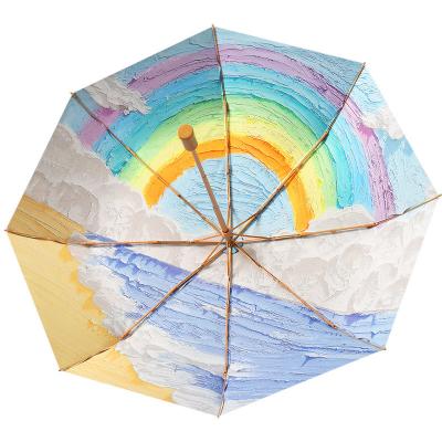 China Opvouwbare advertentie paraplu Magie DIY Olieverfkunst voor vrouwelijke zonnebescherming Te koop