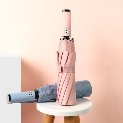 China Customized Logo Printed Anti-UV 3 Fold Auto Pen Umbrellas for Minimalism Style Lovers for sale