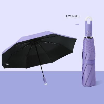 Cina Miglior design lucchetto manico ombrello per i viaggi Logo personalizzato stampato automatico 3 volte in vendita