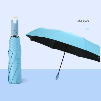 Cina Miglior design lucchetto manico ombrello per i viaggi Logo personalizzato stampato automatico 3 volte in vendita